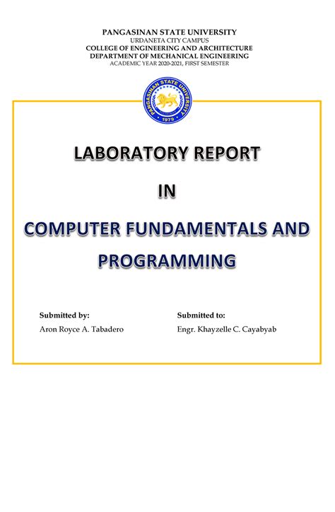Laboratory Report 01 Computer Fundamentals And Programming Pangsu