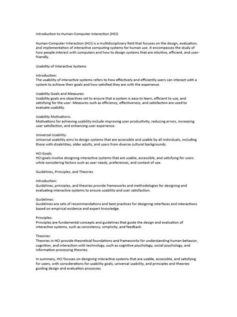 Introduction To Hci Pdf Usability Humancomputer Interaction