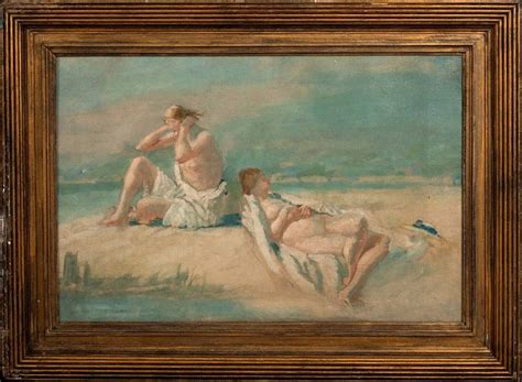 Nudes Sunbathing On A Beach Oil Painting Auction