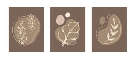 Abstract Boho Floral Simple Minimalist Hand Drawn Art Background