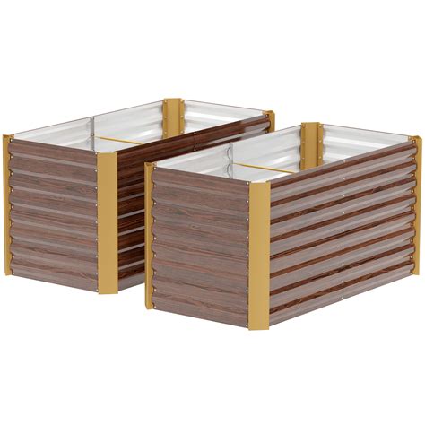 Outsunny Hochbeet 2er Set Pflanzkasten Extra Tief Metall 120 X 60 X