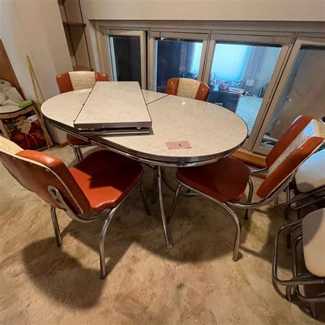 Mid Century Table Chairs With Table Leaf EstateSales Org