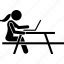 Woman Using Computer On Different Postures Poses And Places Icons By Gan Khoon Lay