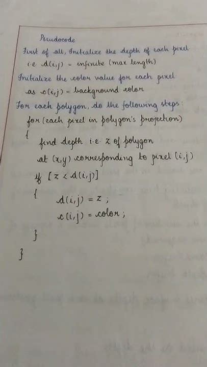 Pseudo Code Of Z Buffer Algorithm Youtube