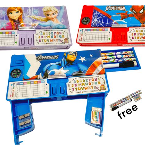 Jual Kotak Pensil Tombol 4 Ruang 6 Motif Multifungsi Termurah Tempat Pensil Banyak Ruang