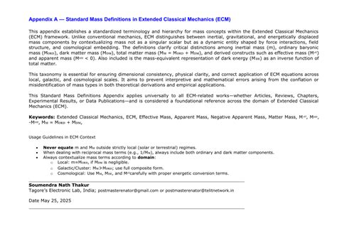 Pdf Appendix A Standard Mass Definitions In Extended Classical