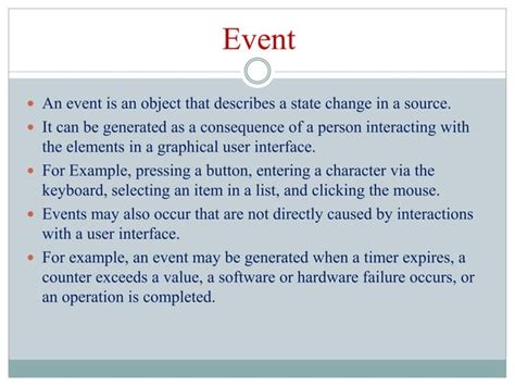 Event Handling In Java Pptx Programming Languages Computing