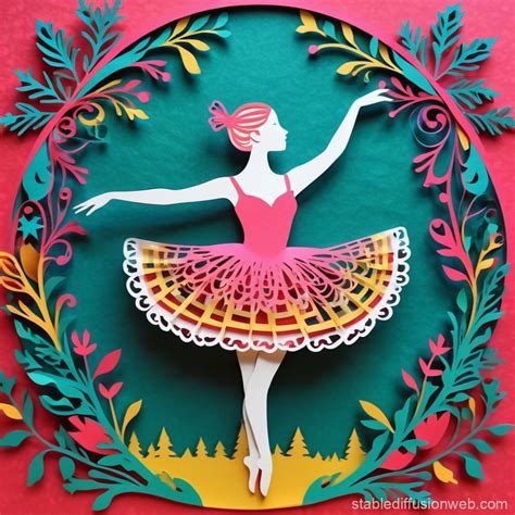 Bright Christmas Ballerina Papercut | Stable Diffusion Online