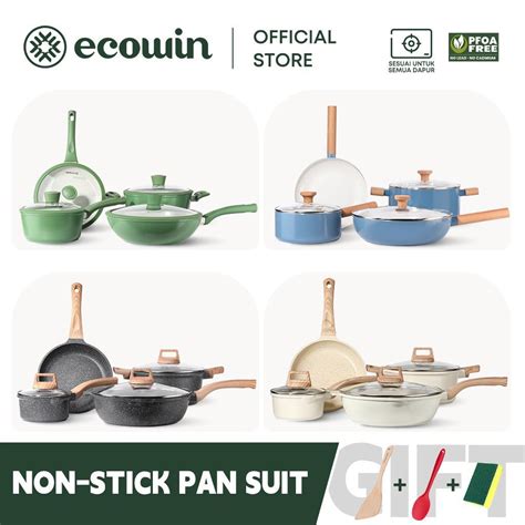 Ecowin 4pcs3pcs Non Stick Cookware Set Maifan Stone Coating Classic