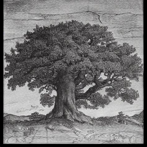 Oak Tree Pencil Drawing