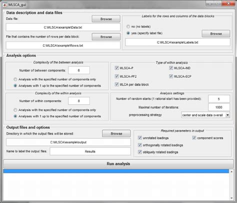 Screenshot Of The MultiLevel Simultaneous Component Analysis MLSCA