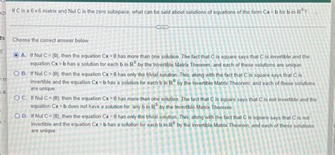 solved dzi if c is a 6x6 matrix and nul c is the zero