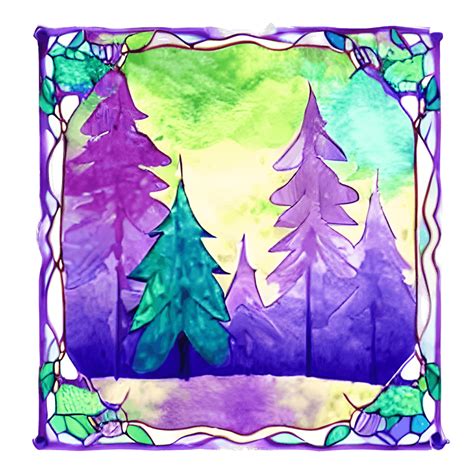 Stained Glass Effect Forest Graphic · Creative Fabrica