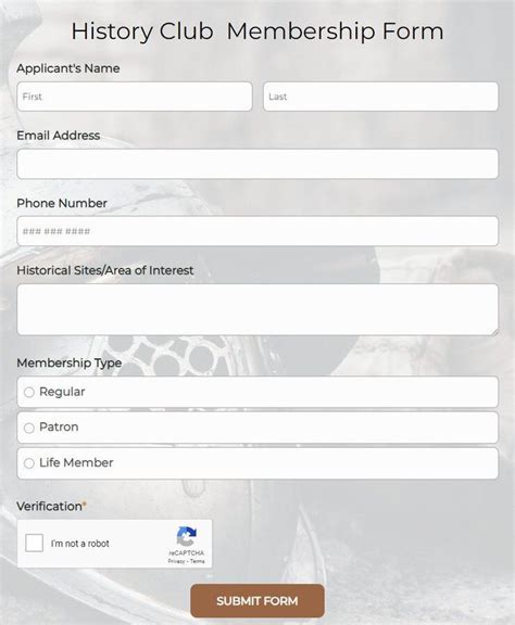 Free Team Membership Registration Form Template