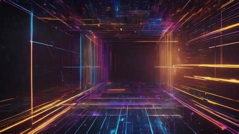 Premium Photo Big Data Visualization Concept With Bright Glowing Lines On Abstract Technology