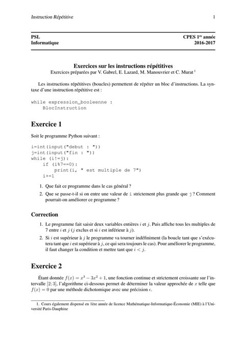 Algorithme Pgcd Python Pdf Cours Exercices Examens