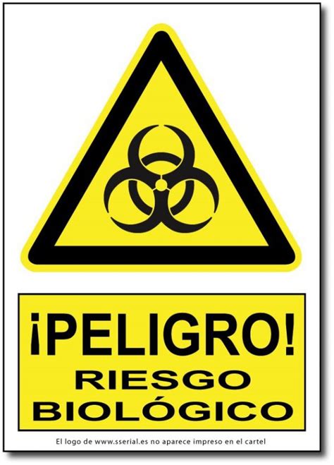 Cartel Peligro Riesgo Biológico Vinilo Adhesivo o PVC