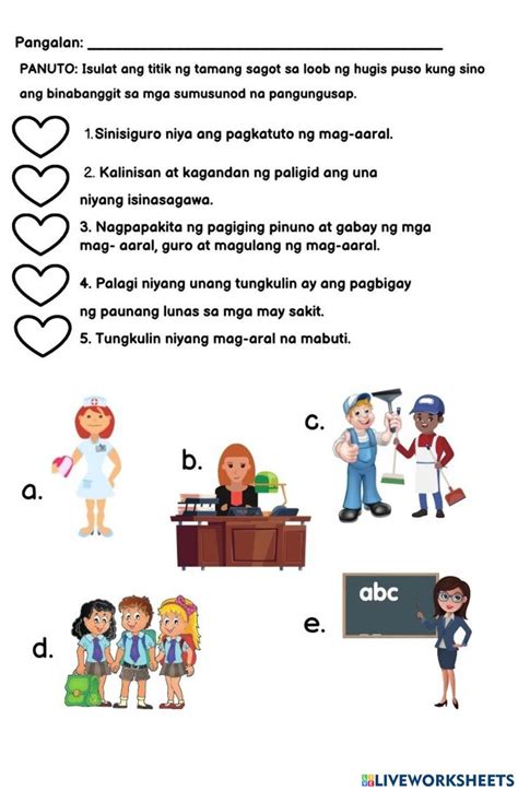 Araling Panlipunan Worksheet Jan Bumubuo Sa Komunidad Tungkulin Porn