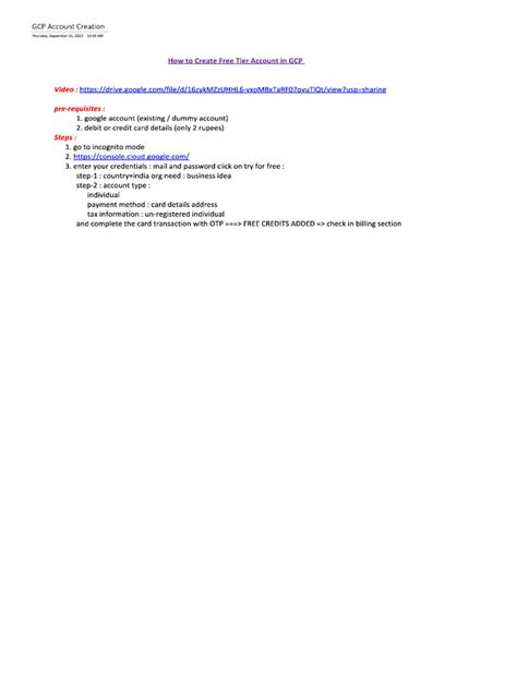 2gcp Account Creation Pdf