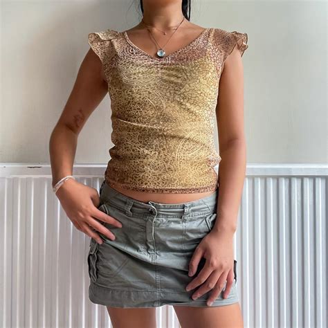 Vintage Beige Sheer Top • Worn On Size 6 8 Super Depop