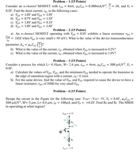 Solved Consider An N Channel MOSFET With Chegg