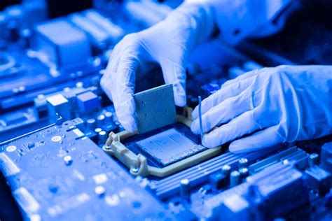Premium Photo The Process Of Installation Of Processor In Cpu Socket Hands In Gloves Holding Chip