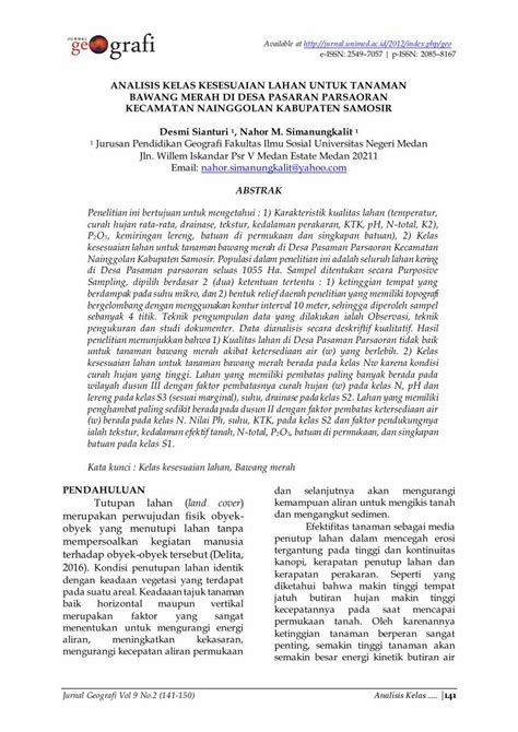 PDF ANALISIS KELAS KESESUAIAN LAHAN UNTUK TANAMAN DOKUMEN TIPS