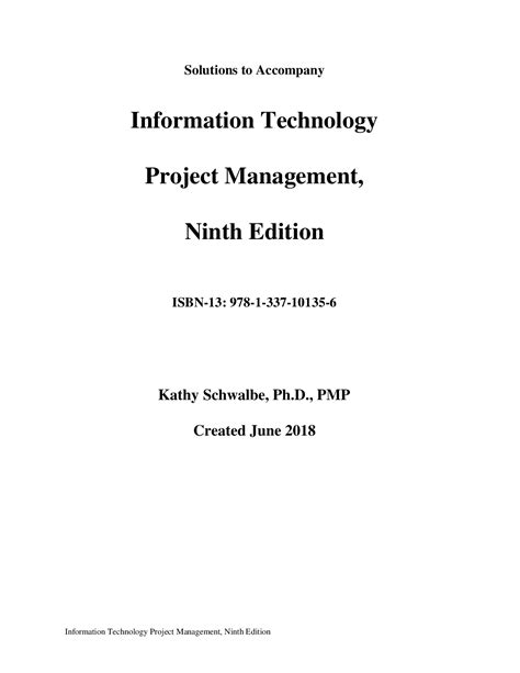 Information Technology Project Management 9th Edition By Kathy Schwalbe