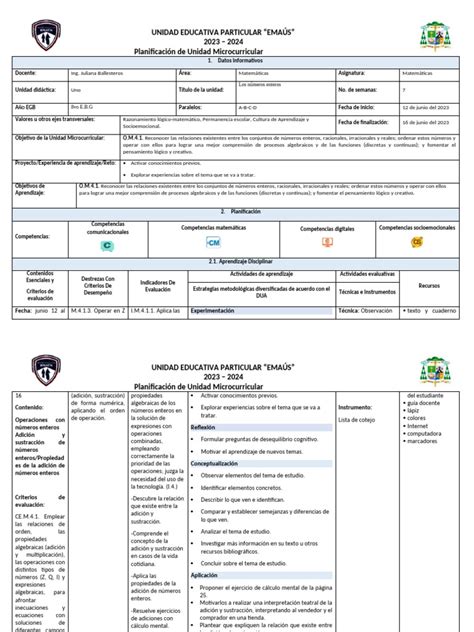 Plan Semanal 8vo A B C D Matematicas Del 12 Al 16 De Junio 2023