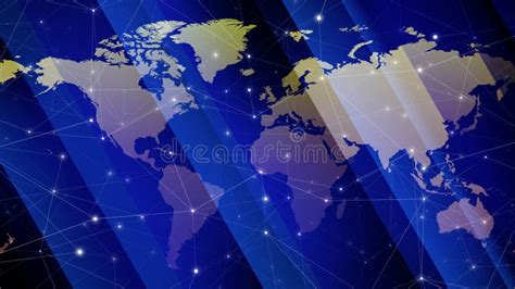 Global Communication Map Lines And Rectangles Connecting Countries And Continents Breaking News