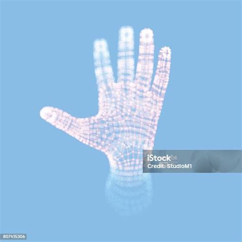 인간의 올리다 손 모델입니다 연결 구조입니다 미래 기술 개념입니다 3 차원 벡터 그림입니다 3차원 형태에 대한 스톡 벡터 아트