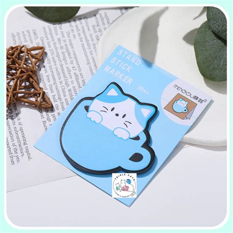 กระดาษโน๊ต กาวในตัว 30 แผ่น กระดาษโน๊ตแมว โพสอิทแมว ลายแมว ลายแมวในแก้ว โพสอิท น่ารัก โพสท์อิท