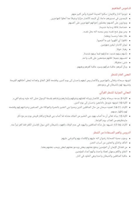 الشطر الثاني من سورة الحشر الآية 6 إلى 17 فضاء التربية الإسلامية