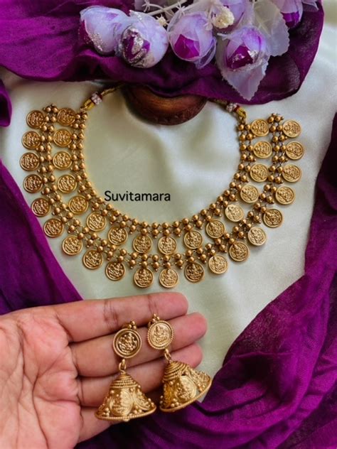 2 Layer Lakshmi Coin Necklace Set Suvitamara