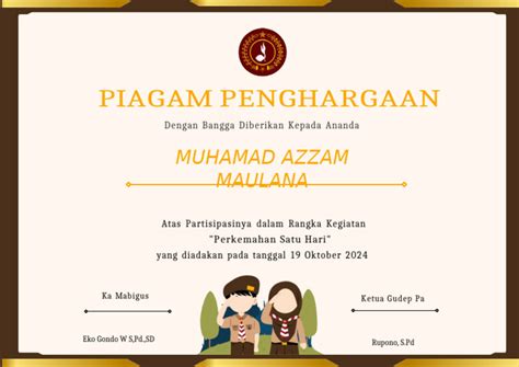 Krem Kuning Ilustrasi Piagam Penghargaan Sertifikat Landskap Pdf