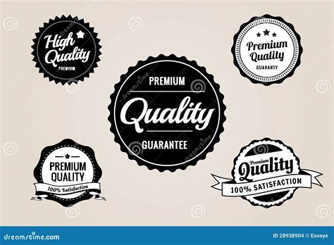 Premium Quality Guarantee Labels Retro Style Design Stock Vector