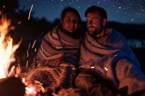 Couple By The Campfire Premium Ai Generated Image
