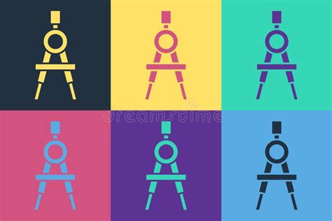 Pop Art Drawing Compass Icon Isolated On Color Background Compasses