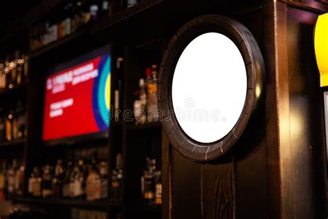 Blank Ad Mock Up Frame On The Blurred Background Of The Bar Empty Space For Advertisement