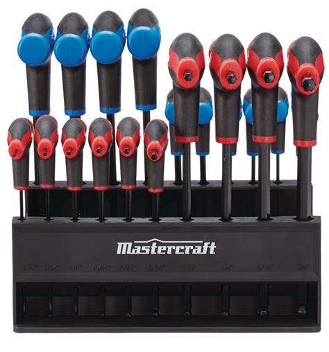Mastercraft Sae Metric T Handle Hex Key Set Allen Wrench Set Rust Resistant Cr V Steel 20 Pc