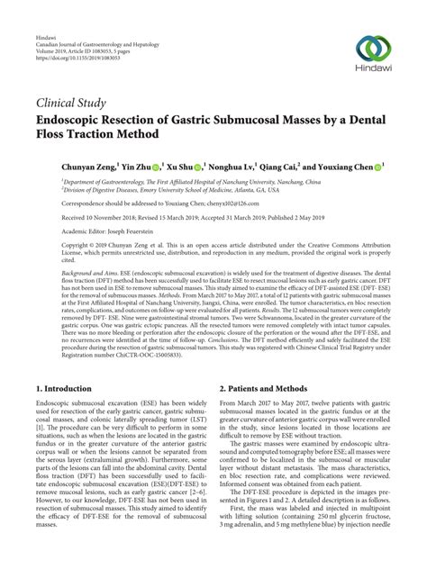 Pdf Endoscopic Resection Of Gastric Submucosal Masses By A Dental Floss Traction Method