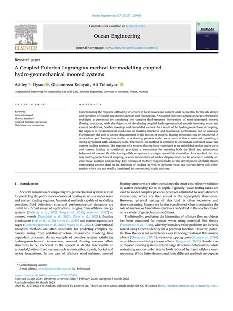 Pdf A Coupled Eulerian Lagrangian Method For Modelling Coupled Hydro
