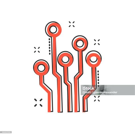 벡터 만화 스타일에서 만화 회로 보드 아이콘입니다 기술 체계 기호 그림 그림 마이크로칩 비즈니스 스플래시 효과 개념입니다 Cpu에 대한 스톡 벡터 아트 및 기타 이미지