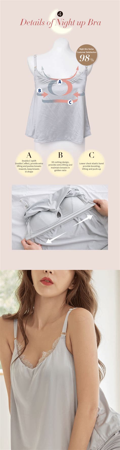 【beauty Sleep · Night Bra】double C Silky Satin Pyjamas