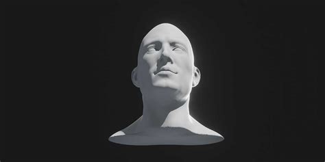 male head realistic base mesh 3d model animated with facial expressions