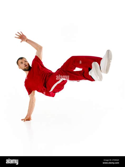 Air Twist Young Sportive Man B Boy Performing Dance Hip Hop