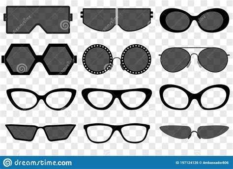 Sunglasses Set Summer Eyewear Sun Protection Sunglass Vector Stock