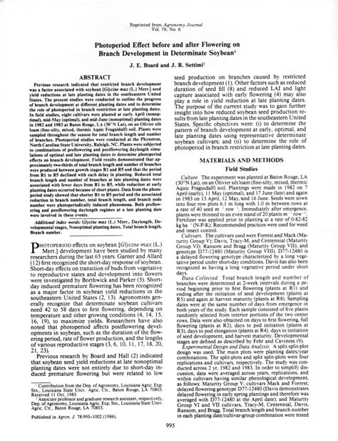 Pdf Photoperiod Effect Before And After Flowering On Branch