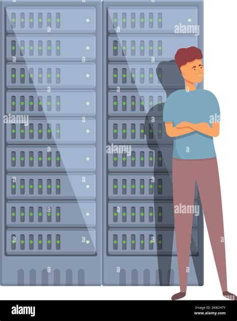 System Server Icon Cartoon Vector Computer Administrator Engineer Network Stock Vector Image