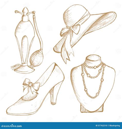 Sistema Retro Del Bosquejo De La Moda Ilustración Del Vector